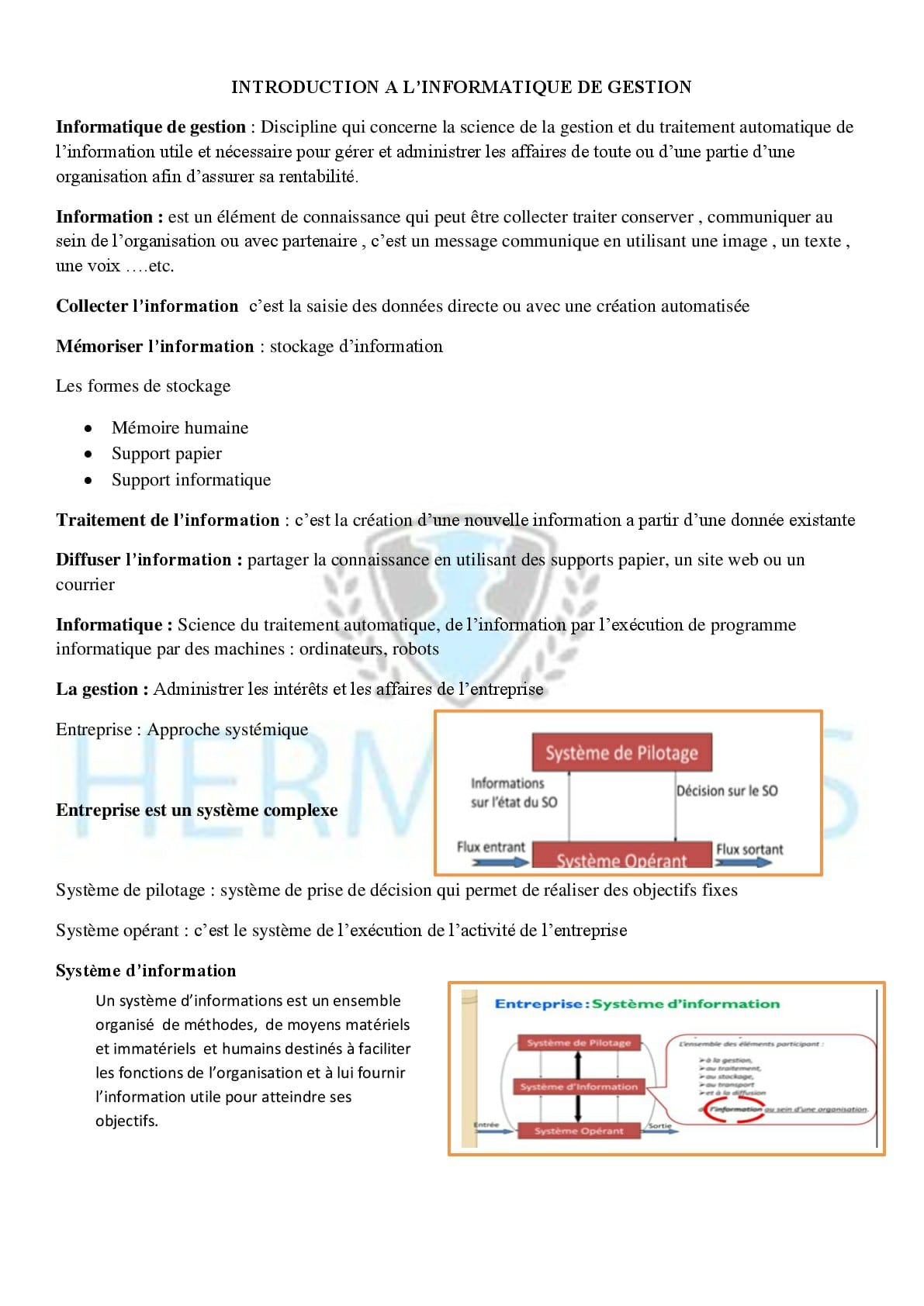 Résumé informatique de gestion s4 pdf - FSJES cours Résumé informatique de gestion s4 pdf - FSJES cours
