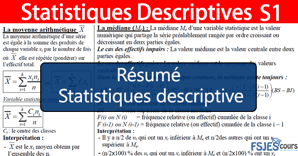 Résumé de Statistiques descriptive s1 - FSJES cours